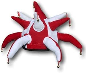 Jester Hat with Bells - Red and White: Amazon.co.uk: Toys & Games