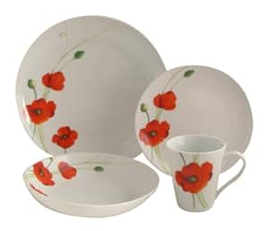 Rayware Alpine Poppy Dinner Set, 16 Piece: Amazon.co.uk: Kitchen & Home