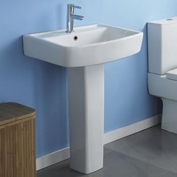 Short Projection Bathroom Pedestal Basin Compact Cloakroom Single Tap ...