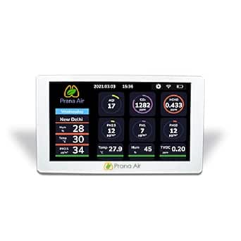 Prana Air Sensible+ Indoor Air Quality Monitor, 7" Touch Screen, PM2.5 ...