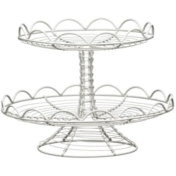 2 Tier Cream Wire Cake stand Cake Display Holder: Amazon.co.uk: Kitchen ...