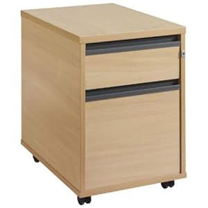 Under Desk Cabinet - Office Pedestal Castor Wheels 2 Drawers - Beech ...