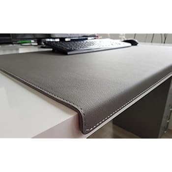 Angled Desk Mat with Edge Protector Soft Lux Leather 60 x 38 cm Grey ...