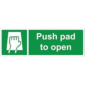 Push pad to open Sticker/Self Adhesive Sign - Fire, Push Bar/Pad ...