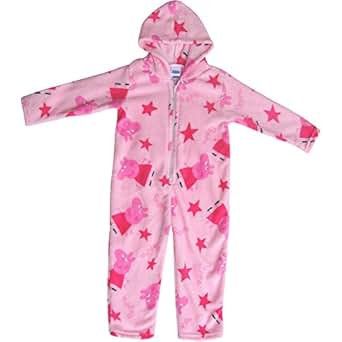 Peppa Pig Girls' Pink Thermal Super Soft & Fluffy All In One Onesie ...