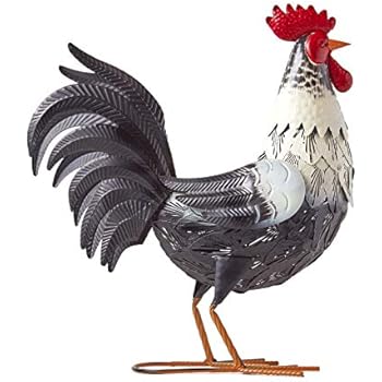 Gartenfigur 2er Set Hahn u. Henne/Huhn Metall Deko Handarbeit ...