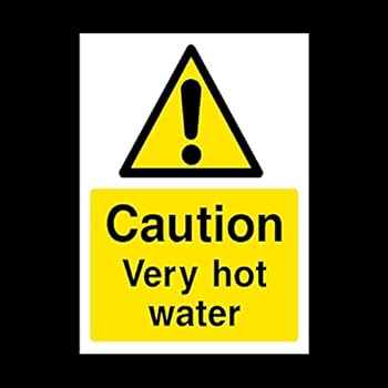 Warning sign Caution hot water risk of scalding safety sign - Self ...