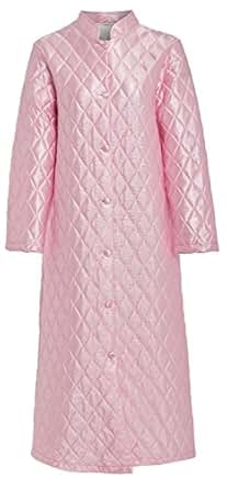Ladies Traditional Quilted Dressing Gown Robe Full Length Buttoned ...