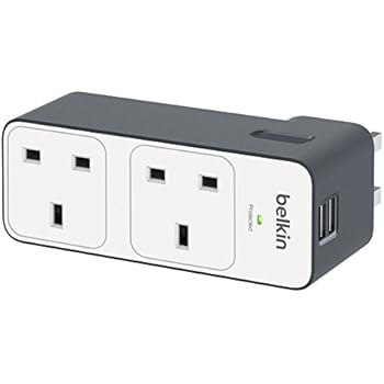 Belkin 2 Way Multi Plug Travel Surge with 2 x 2.4 A USB Charging ...
