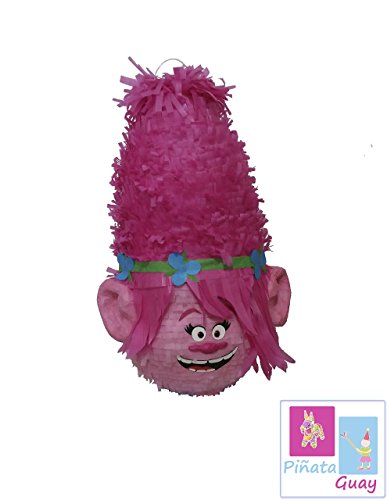 Piñata Trolls Poppy, piñata faite à la main représentant la tête de poppy