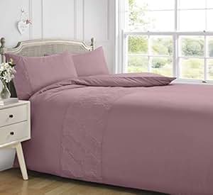 Embossed Quilted Floral Blush Pink Bedding Set/Duvet Cover and ...