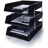 5 Star Red A4 Plastic Letter File Trays, Including Risers. (3 Trays/2 ...