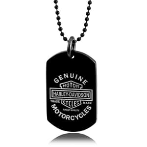 Harley Davidson Black Stainless Steel Pendentif Dog Tag: Amazon.fr: Bijoux