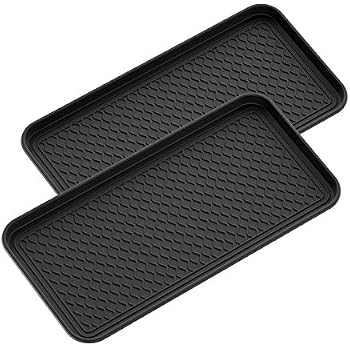 JVL Multifunctional Rubber Shoe Drip Tray Boot Storage Door Mat, Black ...