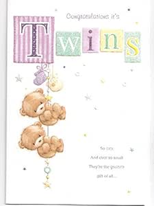 Congratulations it's Twins Greeting Card - On the Birth of Baby Girls ...