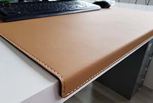 Angled Desk Mat with Edge Protector Soft Lux Leather 60 x 38 cm beige ...