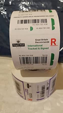 500 x Royal Mail International Tracked & Signed barcoded labels roll ...