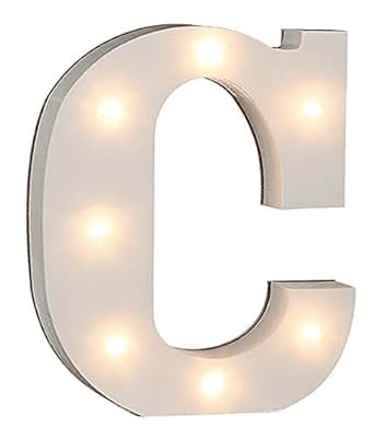 OOTB Illuminated Letter C Light with 7 LED, Wood, White: Amazon.co.uk ...