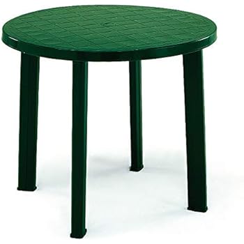 Resol Tossa Outdoor Round Garden Table - Green Plastic - 86cm Diameter ...