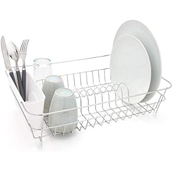 simplywire - Black Dish Drainer with Cutlery Basket - Anti Rust: Amazon ...