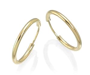 Schmuck-Pur 585/- Gold Ohrringe Draht-Creolen 11 mm / 1 mm: Amazon.de ...