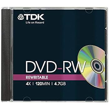 TDK DVD-RW Recordable Disk Rewritable Cased 4x Speed 120min 4.7Gb Ref DVDRW474X10 [Pack of 10 ...