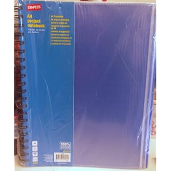 Staples A4 Project Notebook With Zip Pocket Dividers 125 Leafs (Purple ...