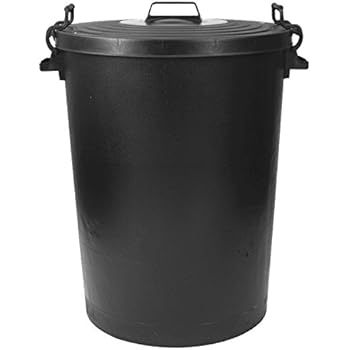 110L HEAVY DUTY BLACK PLASTIC RUBBISH REFUSE BIN WASTE W/ LOCKING LID ...
