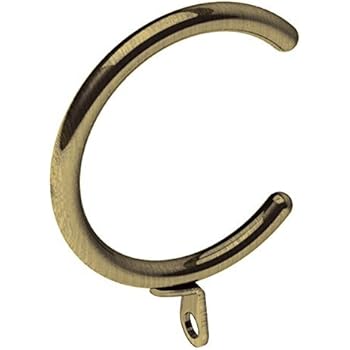 Swish Elements 28mm Metal Passing Curtain Pole Rings, Antique Brass, 4 ...