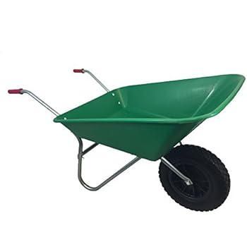 GREEN PLASTIC WHEELBARROW WITH PUNCTURE PROOF PU WHEEL: Amazon.co.uk ...