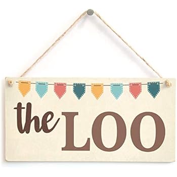 The Loo Sign - Lovely Bunting Design Toilet, Bathroom, WC Wooden Sign ...