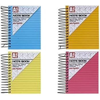 4 x Chunky Notebook 500 Lined Pages Per Book Spiral Cover Note Book ...