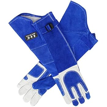 Animal Handling Gloves 35cm GAUNTLET LEATHER Kevlar DOG CAT BIRD ...