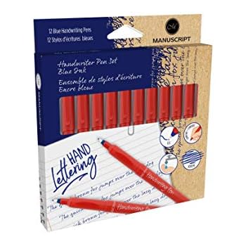MANUSCRIPT Handwriting Pens Blue - pack of 12 handwriting pens with ...