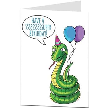 Snake Birthday Card Funny Quirky Cool Design Perfect for Children ...