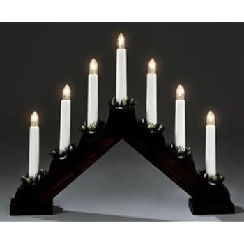 Pre-Lit Wooden Triangle Candle Bridge Window Table Christmas Decoration ...