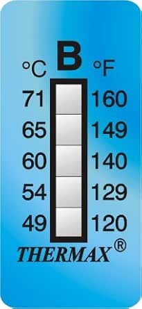 Thermax Irreversible Temperature label 5 level strips, Range: 49 Deg C ...