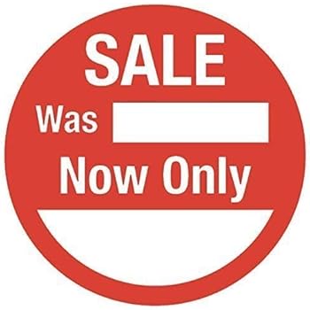 Promotional Label - Sale Was/ Now - 50x25mm Rectangle Labels/ 1 Roll of ...