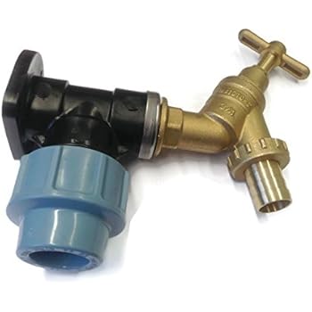 MDPE Compression Wall Plate Elbow (25mm) with 3/4" Brass Bib Tap & Hose ...