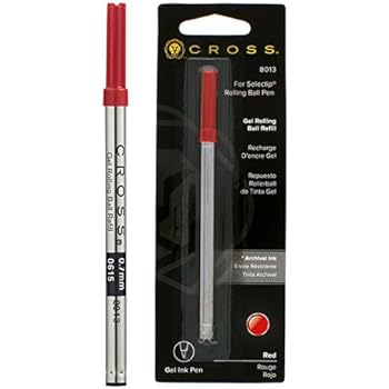 CROSS Gel Ink Rolling Ball Medium Refill for Selectip Pens in Red 8013 ...