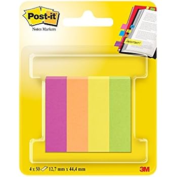 Post-it 670-5 15mm x 50mm Note Page Markers - Orange/Green/Yellow/Pink ...