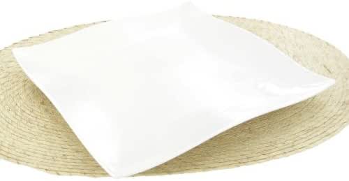 Set of 6 Square Dinner Plates Wavy Karena White: Amazon.co.uk: Kitchen ...