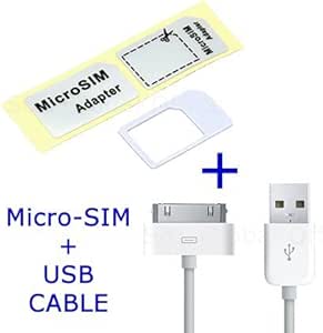 MICRO-SIM Card Adapter Converter & USB Charger Data Sync Cable for ...