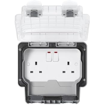 MK Masterseal Plus K56488GRY 2-Gang 13 amp Switch Socket with Neon and ...