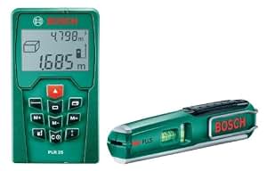 Télémètre laser numérique Bosch PLR 25 + niveau laser à bulle Bosch PLL ...