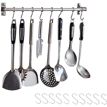 12 Hooks Wall Mounted Hanging Rail Rack For Kitchen Utensil Gadget ...