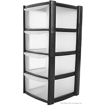 Plastic Storage Drawers - Large - 4 Drawers (Black): Amazon.co.uk ...