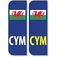Landing Designs Pack of 2 CYM Wales CYMRU Flag Car Number Plate vinyl ...