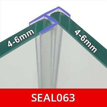 Vertical Corner Shower or Bath Screen Door Seal | Fits 4, 5 or 6mm ...
