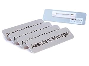 Meluba Badges | Assistant Manager Badge - Brushed Silver Aluminium with ...